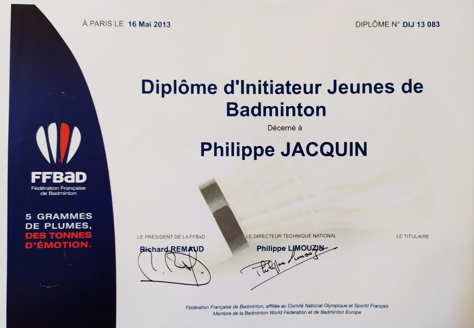 Mes diplômes dans le sport – Philippe Jacquin